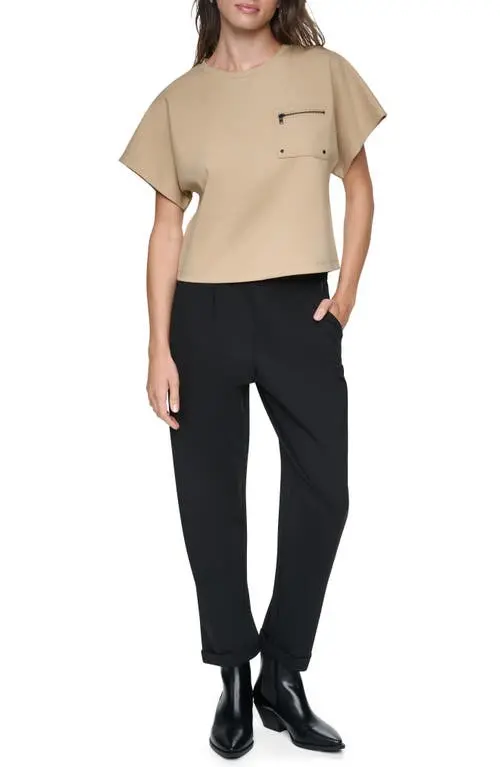 Dkny Dolman Sleeve T-shirt With Zip Pocket - Travertine