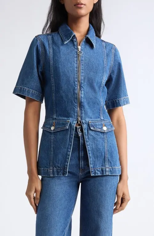 Veronica Beard Sully Denim Jacket - Bright Blue