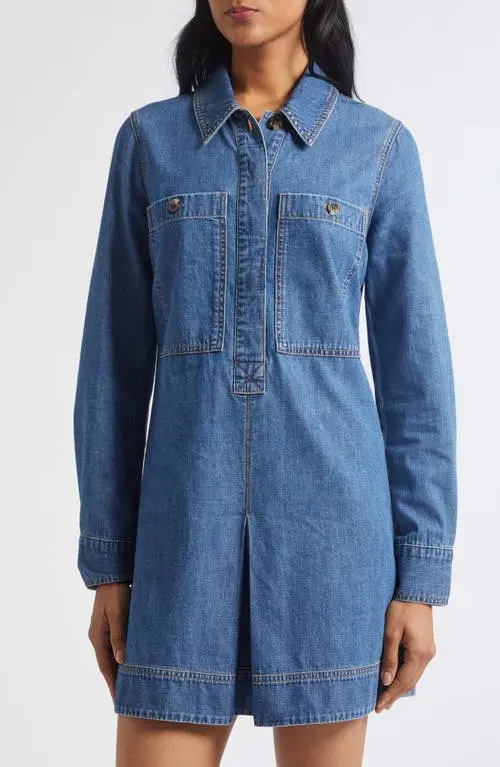 Veronica Beard Pryce Long Sleeve Denim Shirt Dress