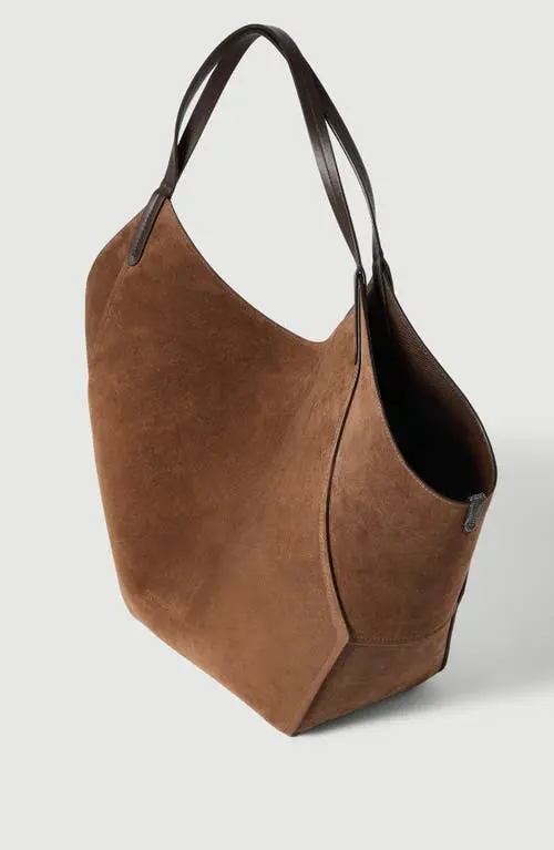 Brunello Cucinelli Reversible Duo Shopper In Lizard-effect Calfskin - Rust Brown