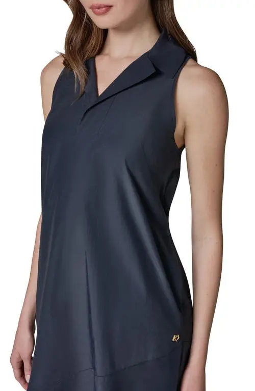 DONNA KARAN WEEKEND Crushed Cotton Blend Midi Dress