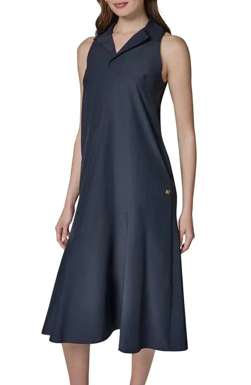 DONNA KARAN WEEKEND Crushed Cotton Blend Midi Dress