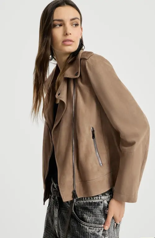 Brunello Cucinelli Suede Biker Jacket With Monili