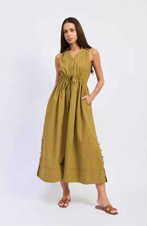 EN SAISON Elin Cotton Midi Dress With Drawcord Waist