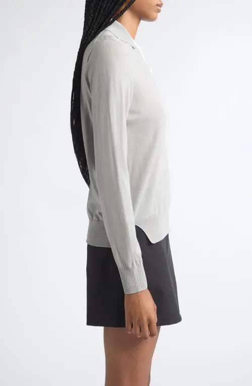 Moncler Long-sleeve Wool Polo With Knot Detailing - Gray