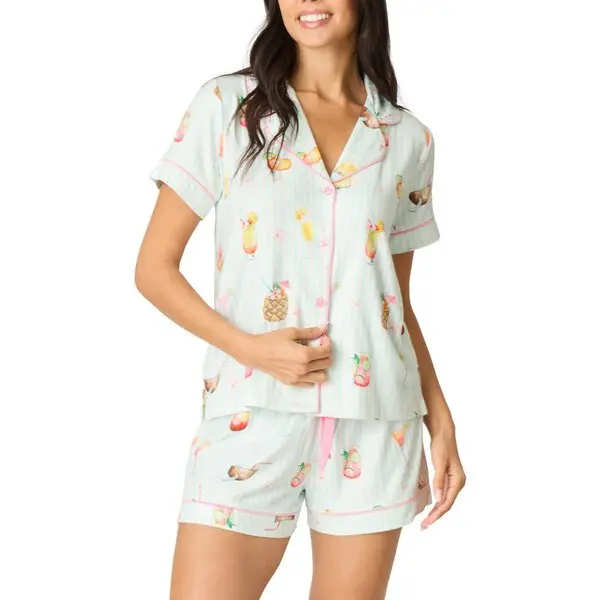 PJ Salvage It's Five Somewhere Short Pajamas - Light Aqua