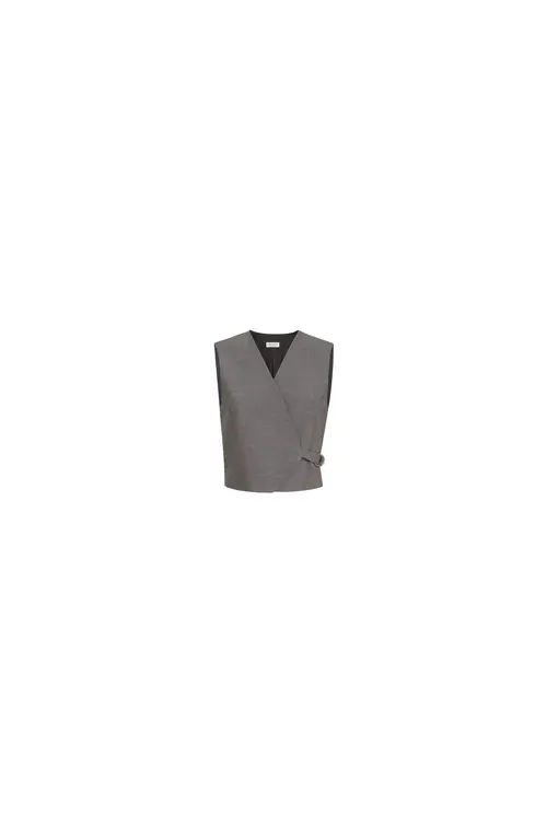 Brunello Cucinelli Tropical Luxury Wool Vest With Monili