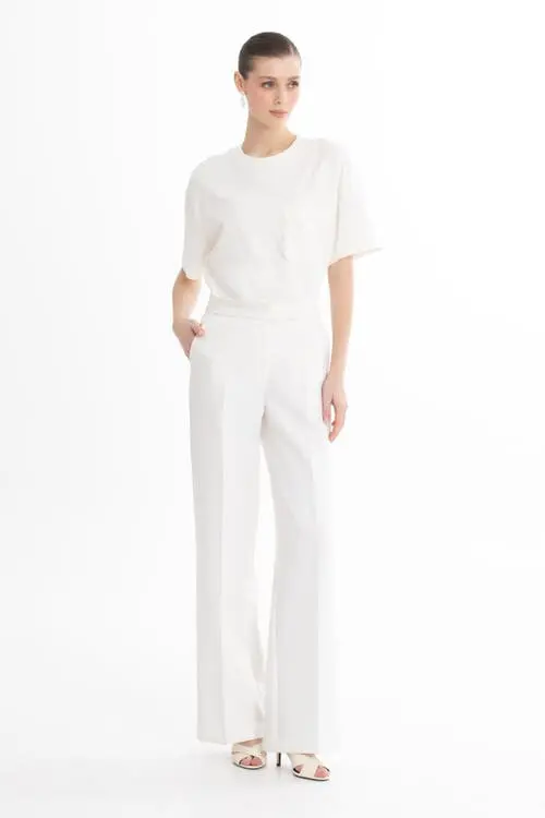 GIZIA Ecru Tailored Straight-leg Pants