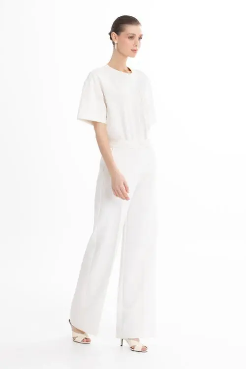 GIZIA Ecru Tailored Straight-leg Pants