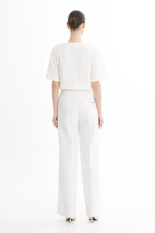 GIZIA Ecru Tailored Straight-leg Pants
