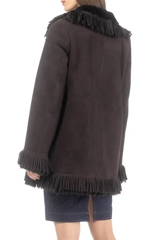 Gorski Genuine Shearling Lamb Jacket With Fringes