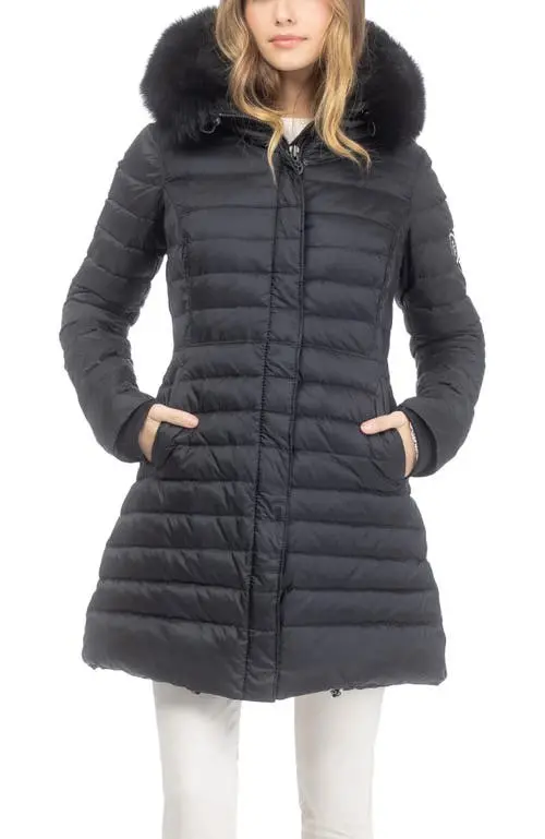 Gorski Apres-ski Horizontal Parka With Detachable Toscana Lamb Hood Trim - Black/black