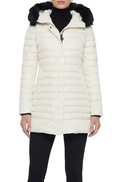 Gorski Apres-ski Horizontal Parka With Detachable Toscana Lamb Hood Trim - Ivory/black