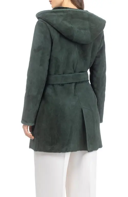 Gorski Genuine Shearling Parka With Embroidered Trim And Belt