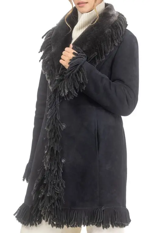 Gorski Genuine Shearling Stroller With Fringes
