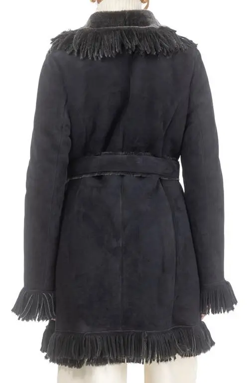 Gorski Genuine Shearling Stroller With Fringes