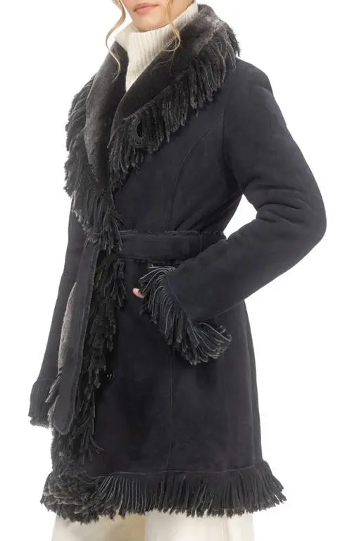 Gorski Genuine Shearling Stroller With Fringes
