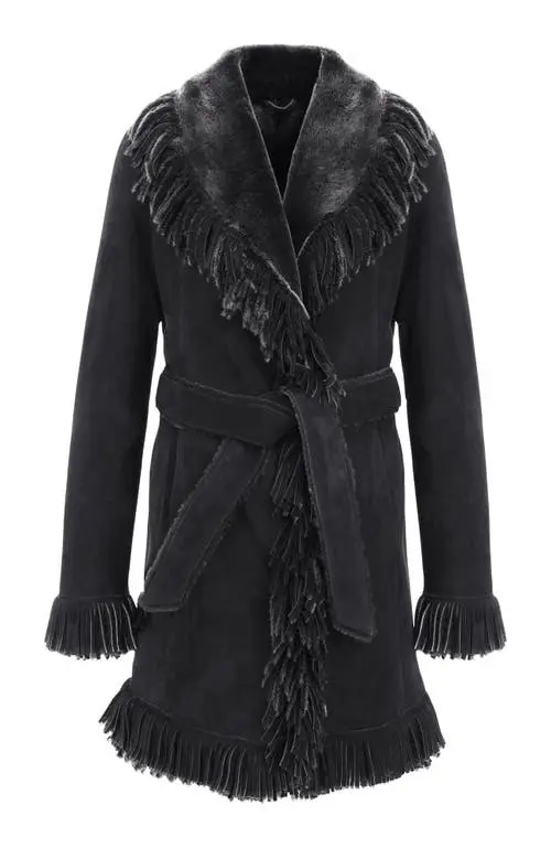 Gorski Genuine Shearling Stroller With Fringes