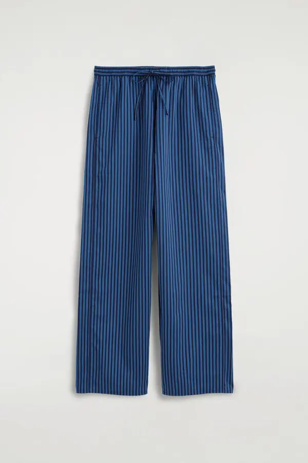 Cos Piped Striped Drawstring Pants - Blue