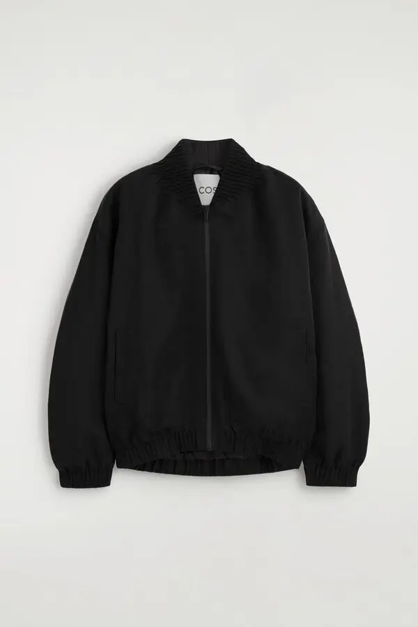 Cos Gathered Nylon Bomber Jacket - Black