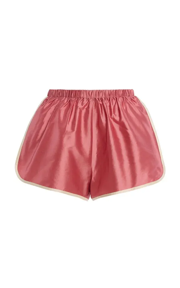 Donni. Striped Silk Taffeta Mini Shorts - Red
