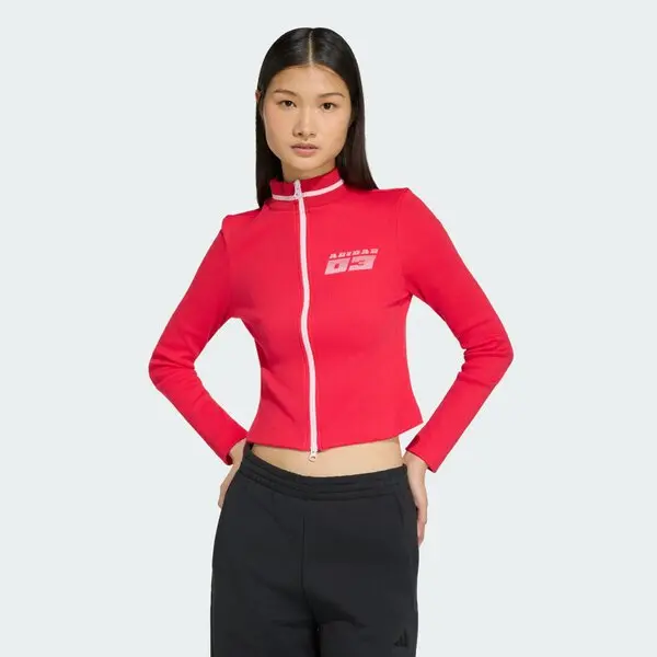 Adidas Seasonal Essentials Racing Full-zip Cardigan Pure Ruby - Pure Ruby / Clear Pink