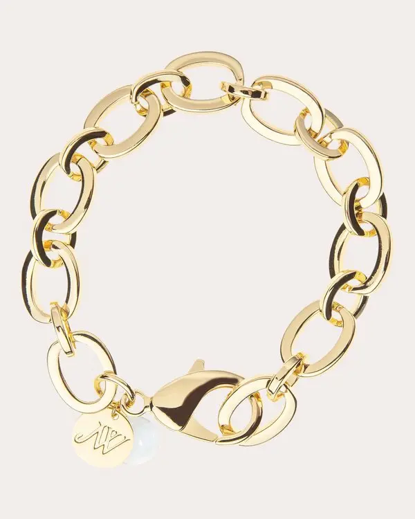 JANE WIN Mother Of Pearl Chunky Link Bracelet - Gold