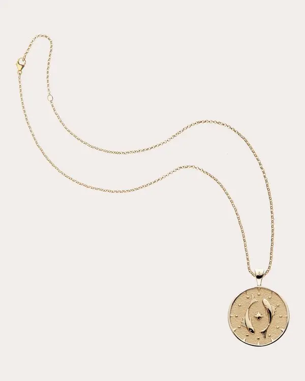 JANE WIN Pisces Zodiac Coin Pendant Necklace