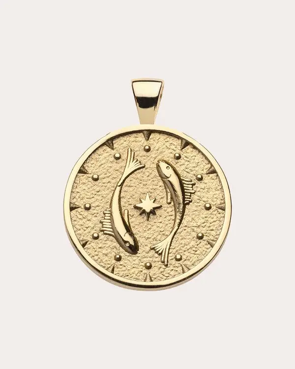 JANE WIN Pisces Zodiac Coin Pendant Necklace