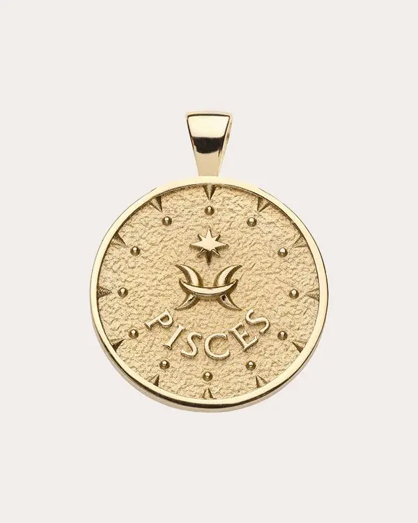 JANE WIN Pisces Zodiac Coin Pendant Necklace
