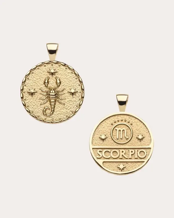 JANE WIN Scorpio Small Zodiac Coin Pendant Necklace - Gold