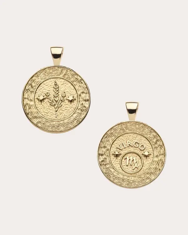 JANE WIN Virgo Small Zodiac Coin Pendant Necklace - Gold
