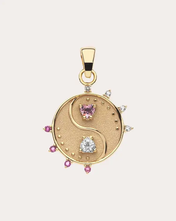 JANE WIN Topaz & Tourmaline Balance Petite Coin Necklace - Gold