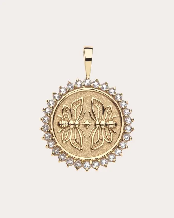 JANE WIN Topaz Sisters Forever Petite Coin Pendant Necklace - Gold