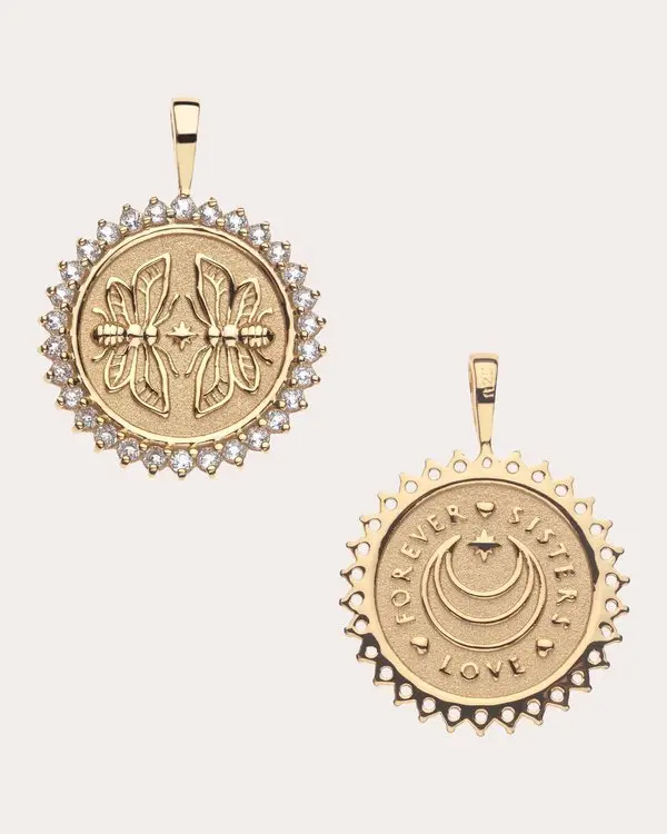 JANE WIN Sisters Forever" Petite Coin Pendant Necklace