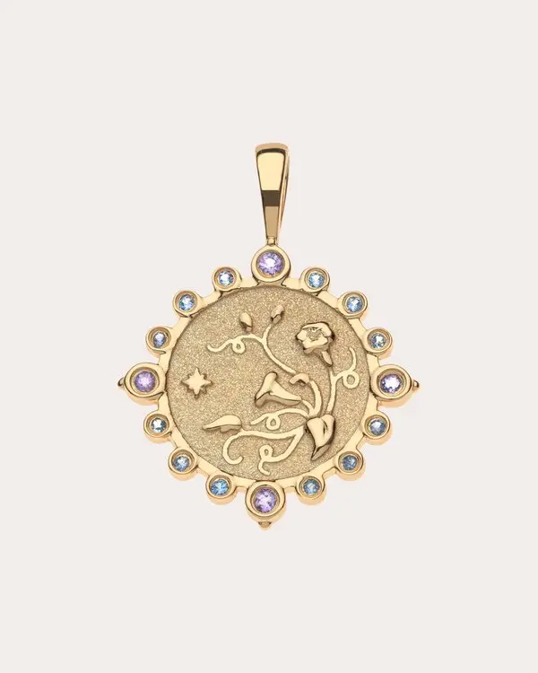 JANE WIN Amethyst & Tanzanite Grace Petite Coin Necklace - Gold