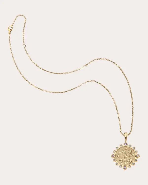 JANE WIN Amethyst & Tanzanite Grace Petite Coin Necklace