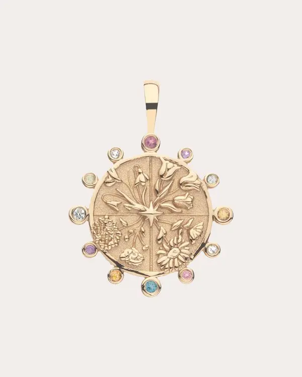 JANE WIN Hope Petite Embellished Coin Pendant Necklace - Gold