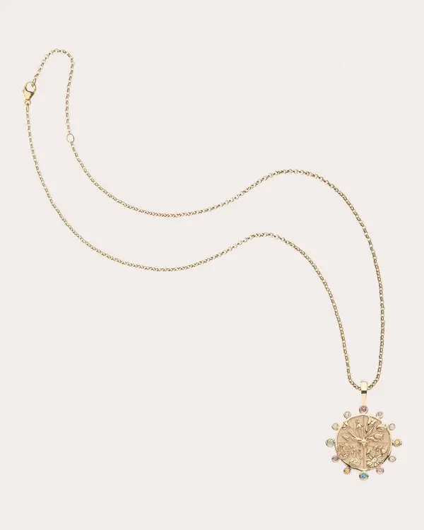 JANE WIN Hope Petite Embellished Coin Pendant Necklace