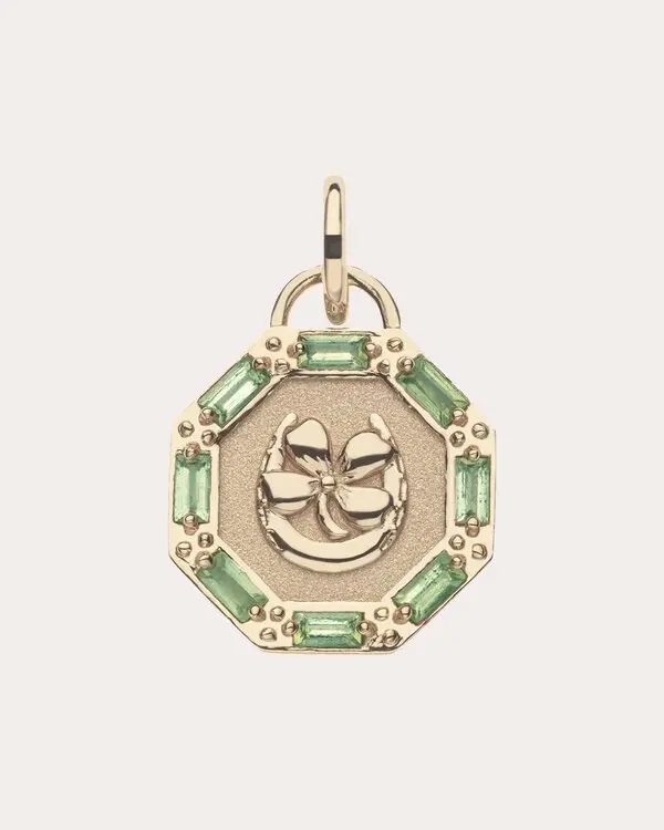 JANE WIN Peridot Lucky Petite Coin Pendant Necklace - Gold