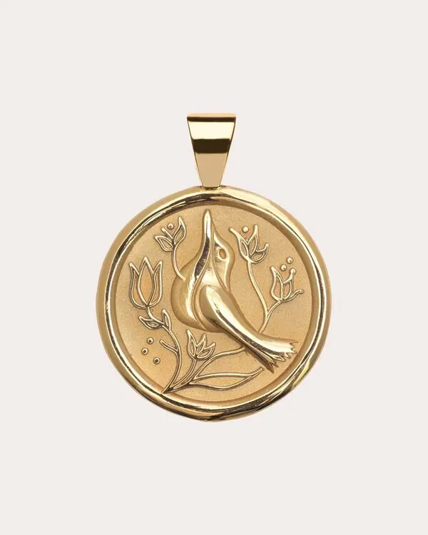 JANE WIN Peace Small Coin Pendant Necklace - Gold