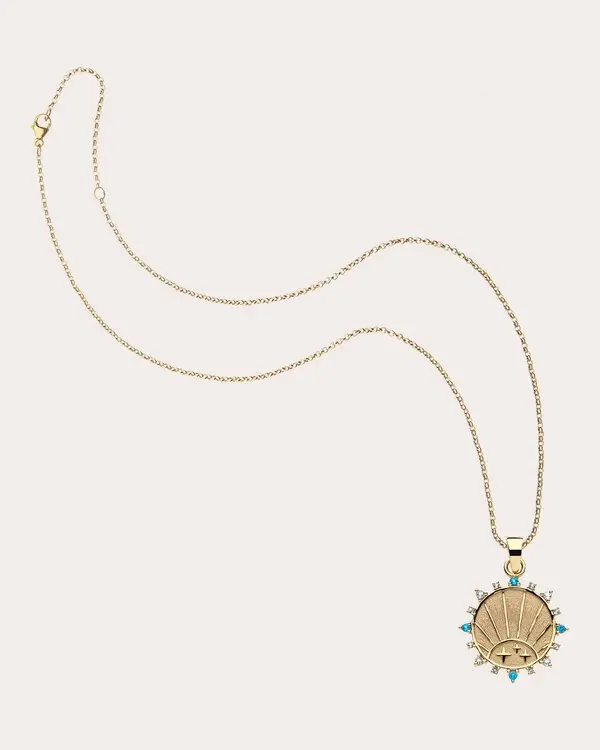 JANE WIN Strong" Petite Coin Necklace With Topaz And Aquamarine