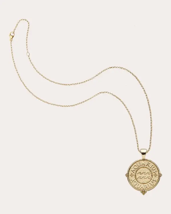 JANE WIN Aquarius Zodiac Coin Pendant Necklace