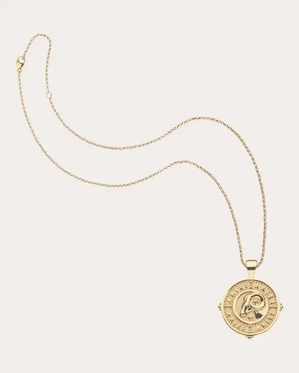 JANE WIN Aries Zodiac Coin Pendant Necklace