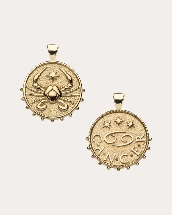 JANE WIN Cancer Small Zodiac Coin Pendant Necklace - Gold
