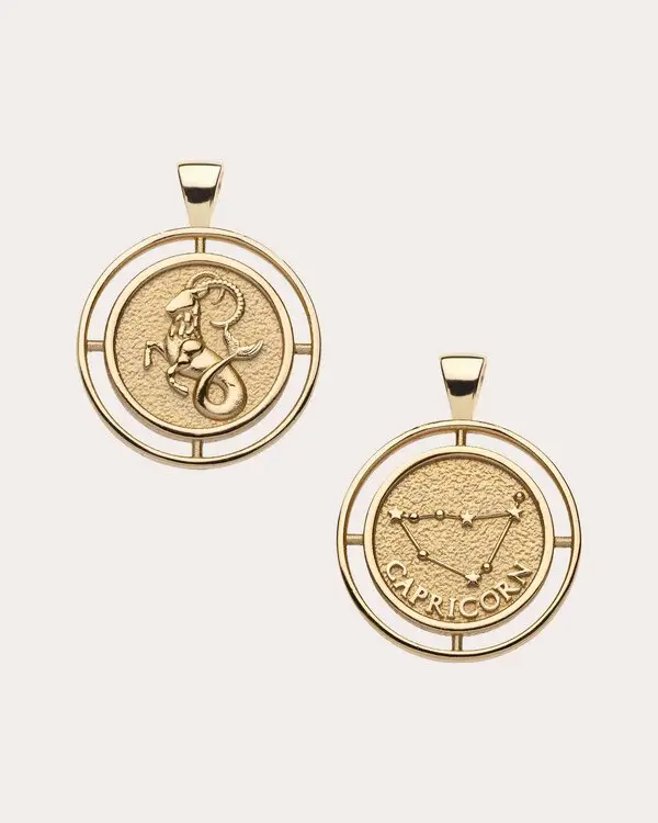 JANE WIN Capricorn Small Zodiac Coin Pendant Necklace - Gold