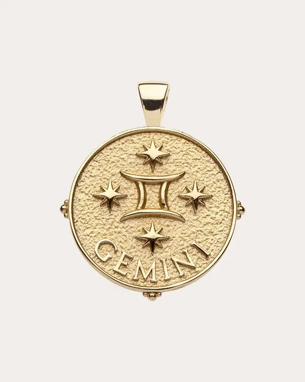 JANE WIN Gemini Small Zodiac Coin Pendant Necklace