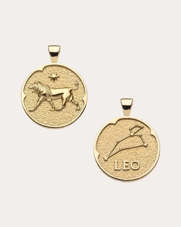 JANE WIN Leo Small Zodiac Coin Pendant Necklace - Gold