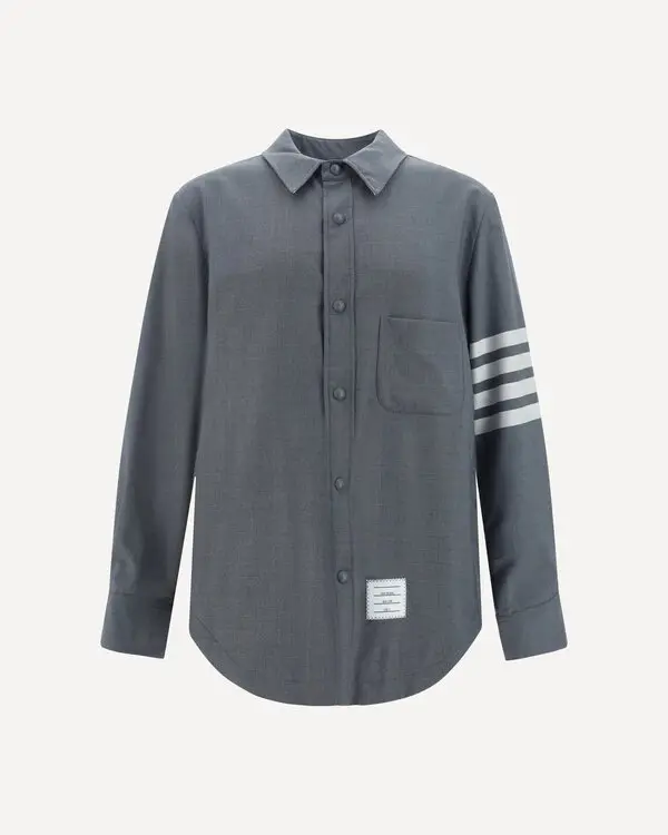 Thom Browne Wool And Cotton Blend Shirt - Grey
