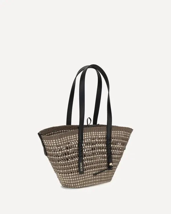 Loewe Medium Braided Basket Shoulder Bag In Iraca Palm And Calfskin